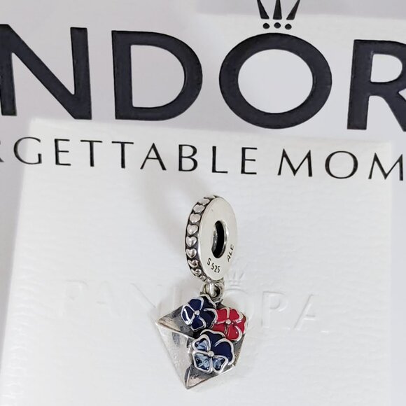 Pandora | Jewelry | Pandora Pansy Flower Envelope Dangle Charm S925 ...